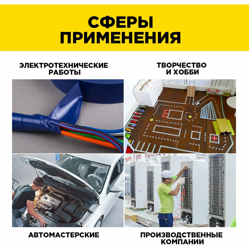 Изолента AVIORA 130 мкм, ПВХ, 15 мм, 10 м, 5 рулонов, черный, синий, белый, красный, желтый 305-102 — фото 1