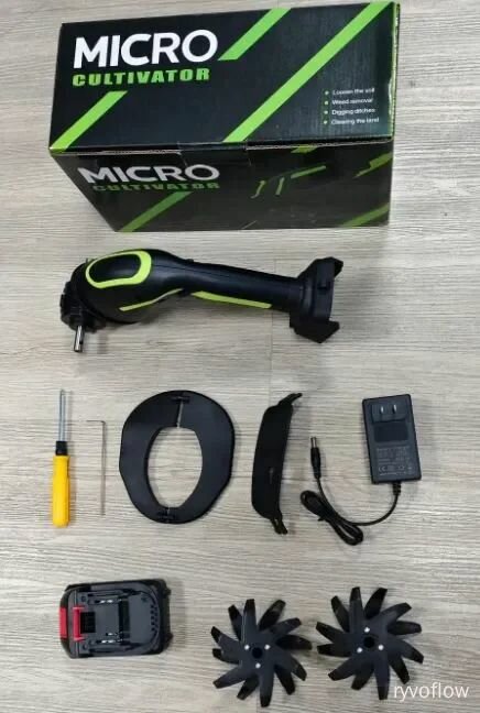 Скарификатор MICRO CULTIVATOR, аккумуляторный, с фрезами-рыхлителями, бирюзовый