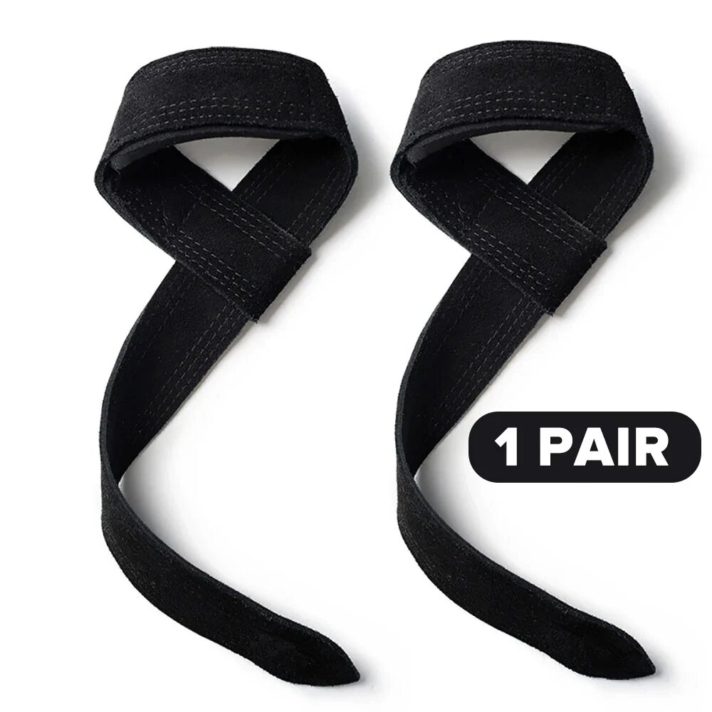 1 пара кожаных подъемных ремней премиум-класса, поддержка тренажерного зала, силовой Черный, Black
