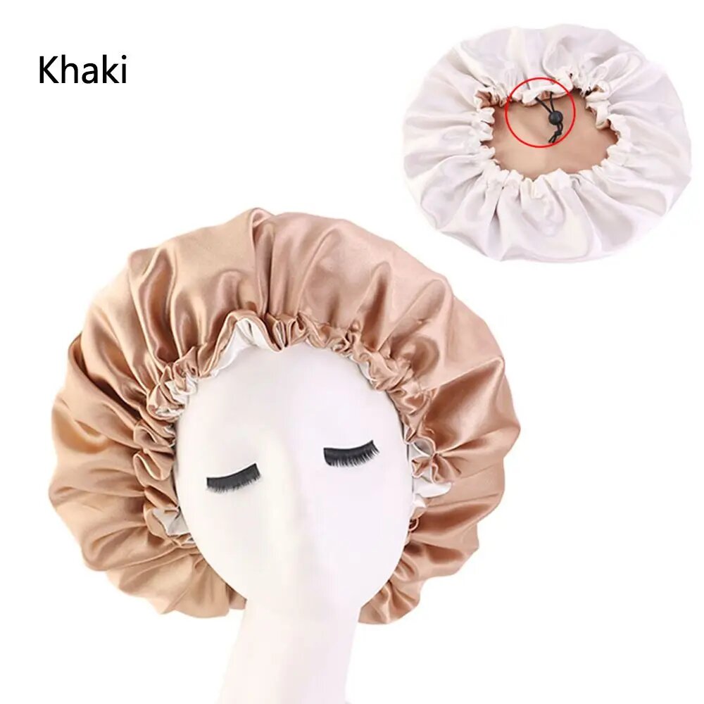 Атласная шапочка для сна бежевого цвета (khaki)
