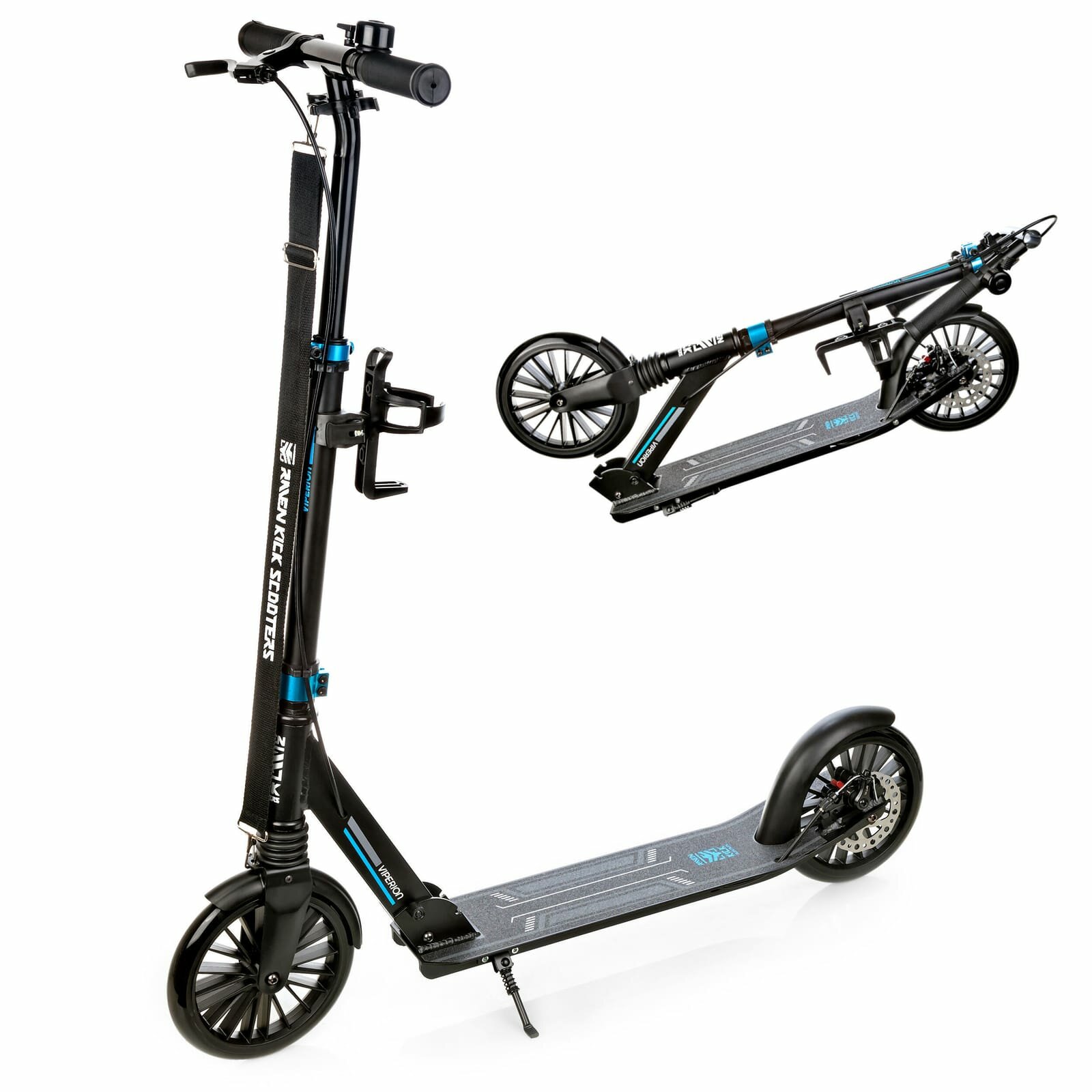 DECATHLON самокат RAVEN Viperion 200mm, черный/синий