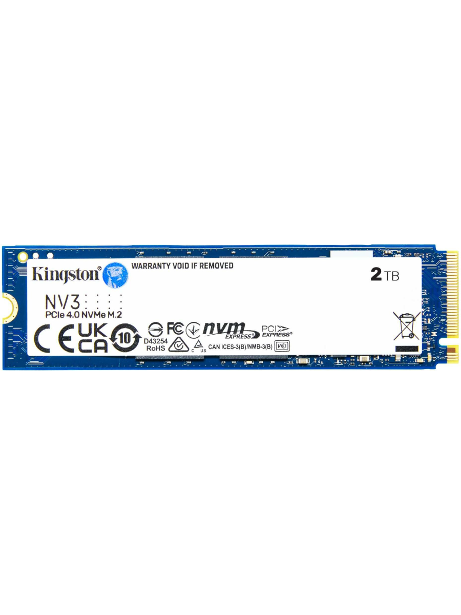 Накопитель SSD Kingston NV3 SNV3S/2000G 2 ТБ, M.2 2280, PCIe 4.0 x4, NVMe, M.2 6000 МБ/с