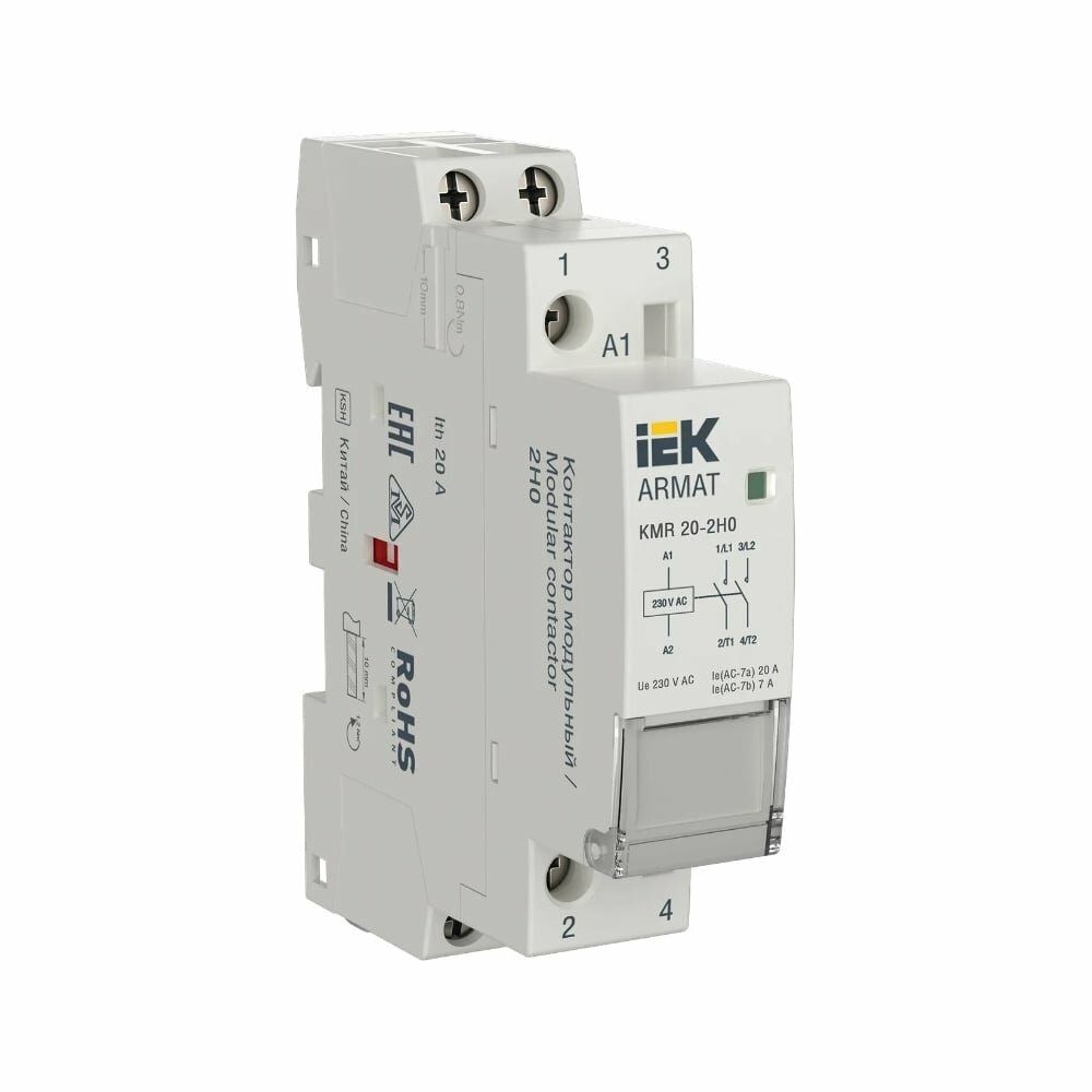 Контактор модульный IEK ARMAT KMR 20А 230В AC 2НО AR-KMR10-020-20-230