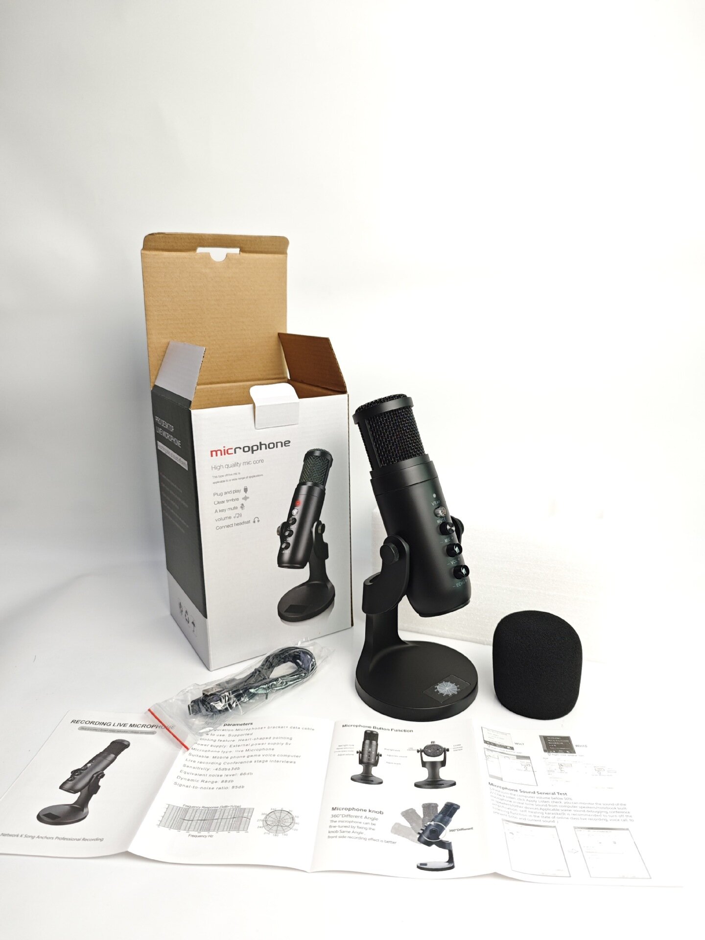 MU900pro USB Снежная Микрофон для Телефона, Прямого Эфира, Караоке, Встреч, ПК, Онлайн-Уроков, Игр и Эспорта - Черный