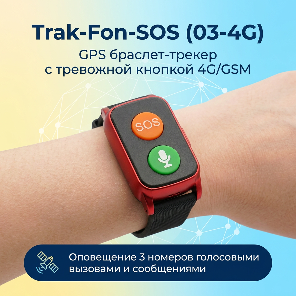 Браслет с GPS трекером и тревожной кнопкой TrakFon-SOS 03-4G