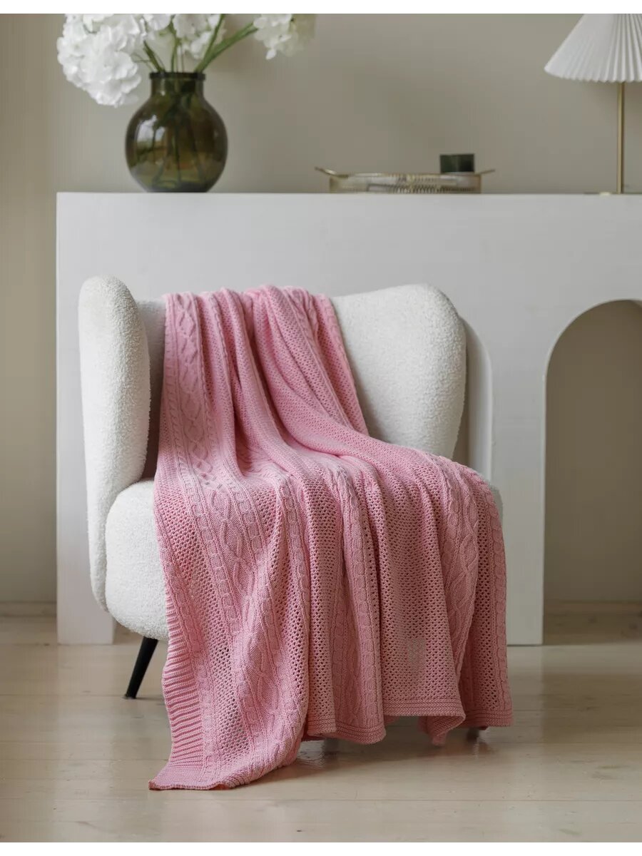 Вязаный плед для дома "Decade Home" 2-х спальный, хлопок, 160*220