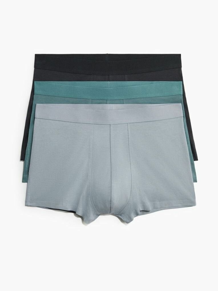 Комплект мужских боксеров (транки) Бирюзовый/черный/серый 3 шт. H&M