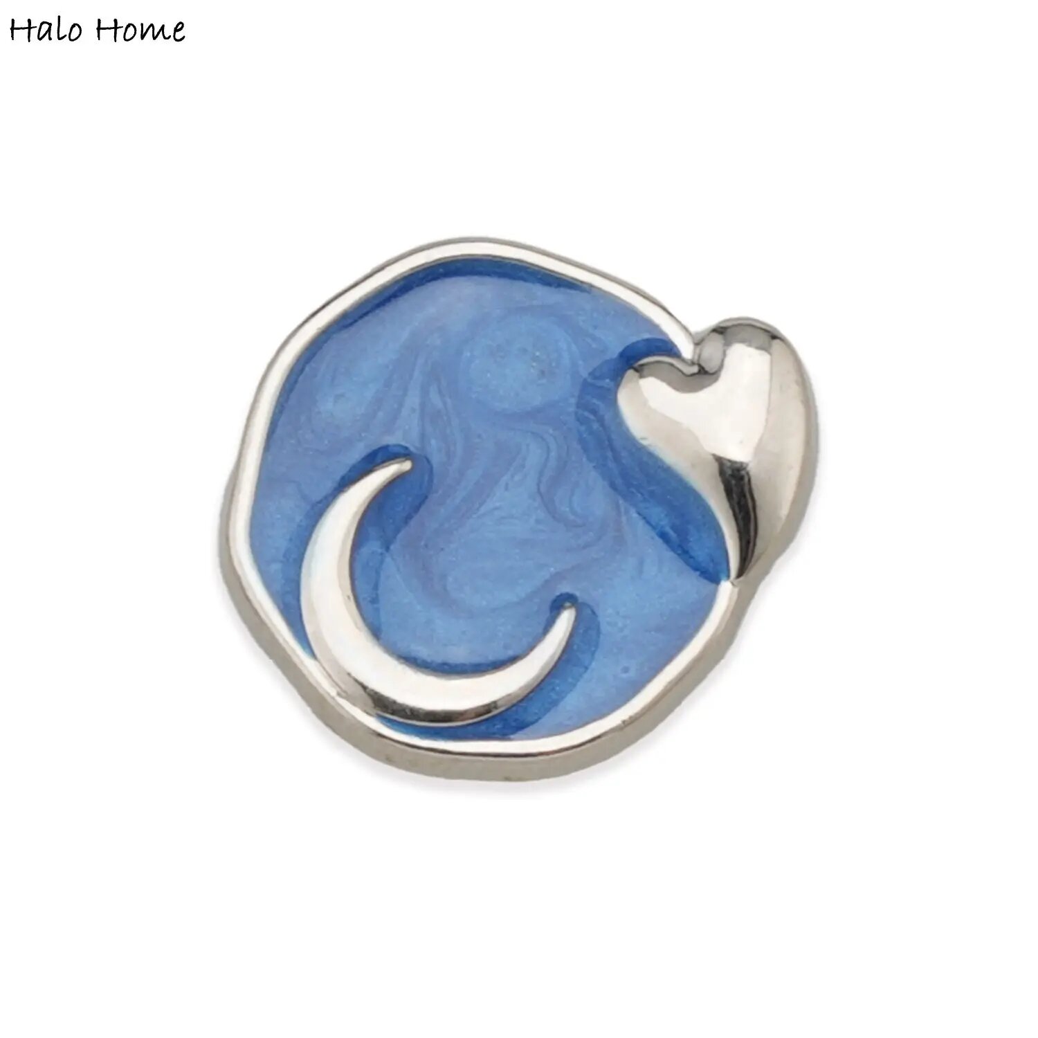 5 шт. металлические пуговицы Halo Home Солнце и Луна 18 мм Синий, Blue Moon