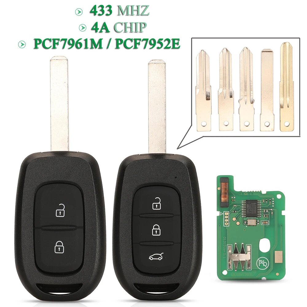 Умный Автомобильный Ключ-пульт Jingyuqin 433 МГц С 3 Кнопками With HU136te Blade, 3B 433Mhz 4A Chip