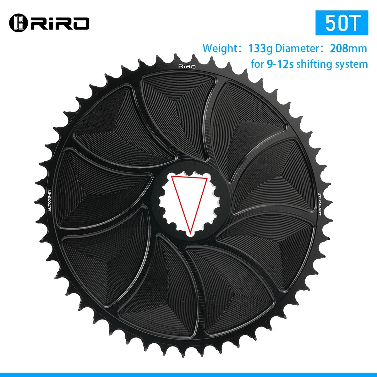RIRO DM велозвезда для систем Shimano/SRAM GXP, 9-12 скоростей, 42T-52T 50T