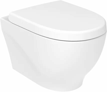 Унитаз подвесной Creavit Mare MA321.00100 с микролифтом, безободковый, без бачка, антивсплеск, фарфоровый, белый, глянцевый, овальный, сиденье для унитаза в комплекте