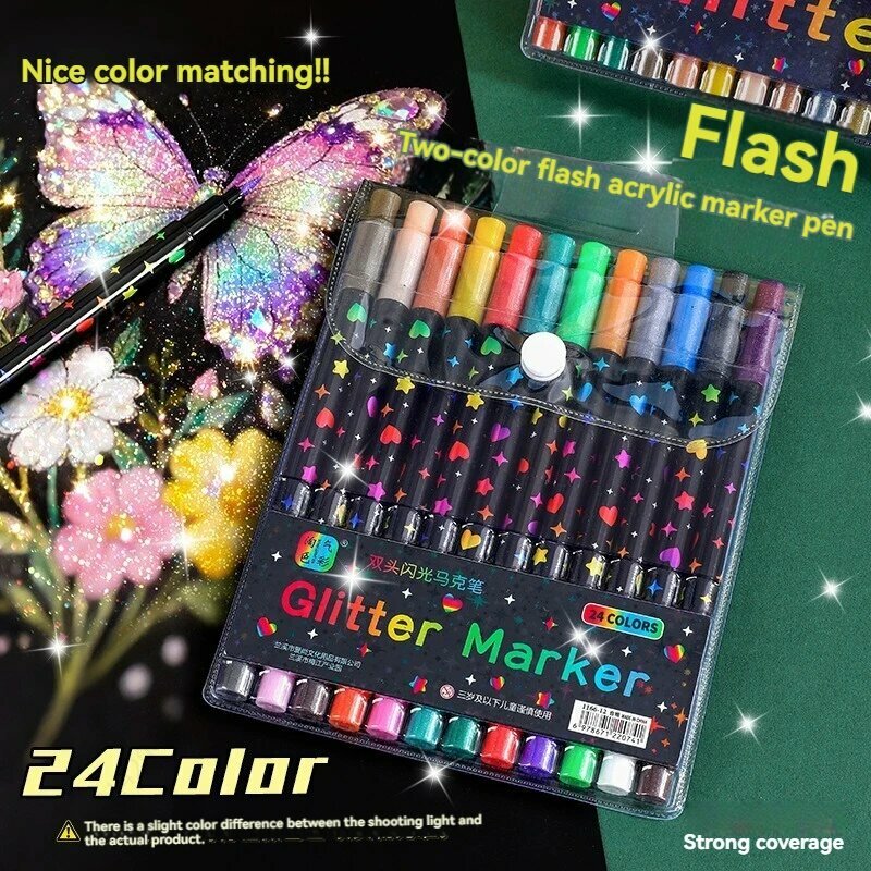 Художественные маркеры с двойным наконечником, 24/48/72/96 цветов 12 Pcs(24 Colors)