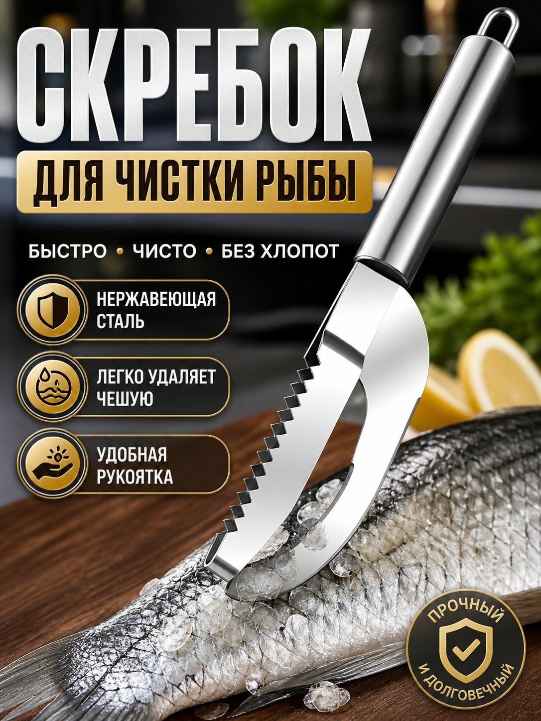 Скребок для чистки рыбы из нержавеющей стали, универсальный инструмент для удаления чешуи, прочный и удобный