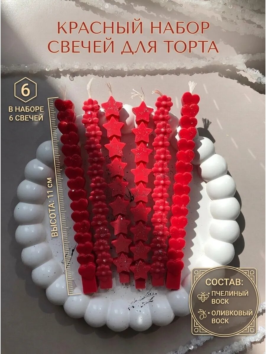 Свечи для торта. Красный набор