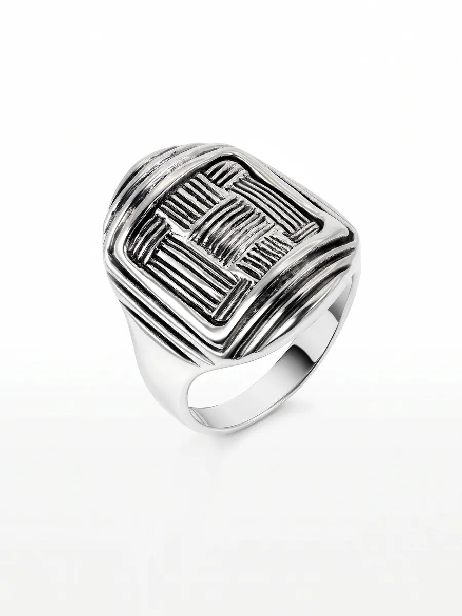 Перстень L-Silver, серебро, 925 проба, родирование, размер 21, black/mod gray — фото 1