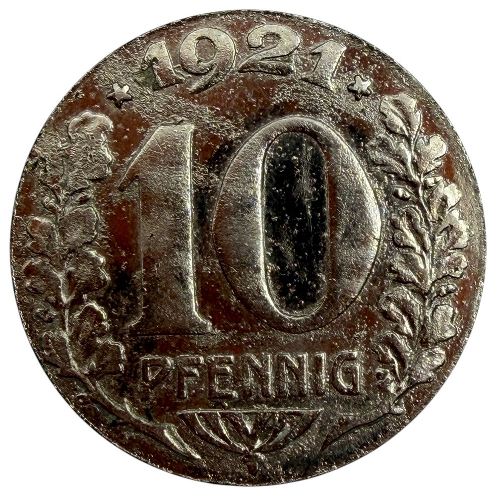 Германия, Веймарская республика, Тале-ам-Гарц 10 пфеннигов 1921 г. (Ni/Zn)