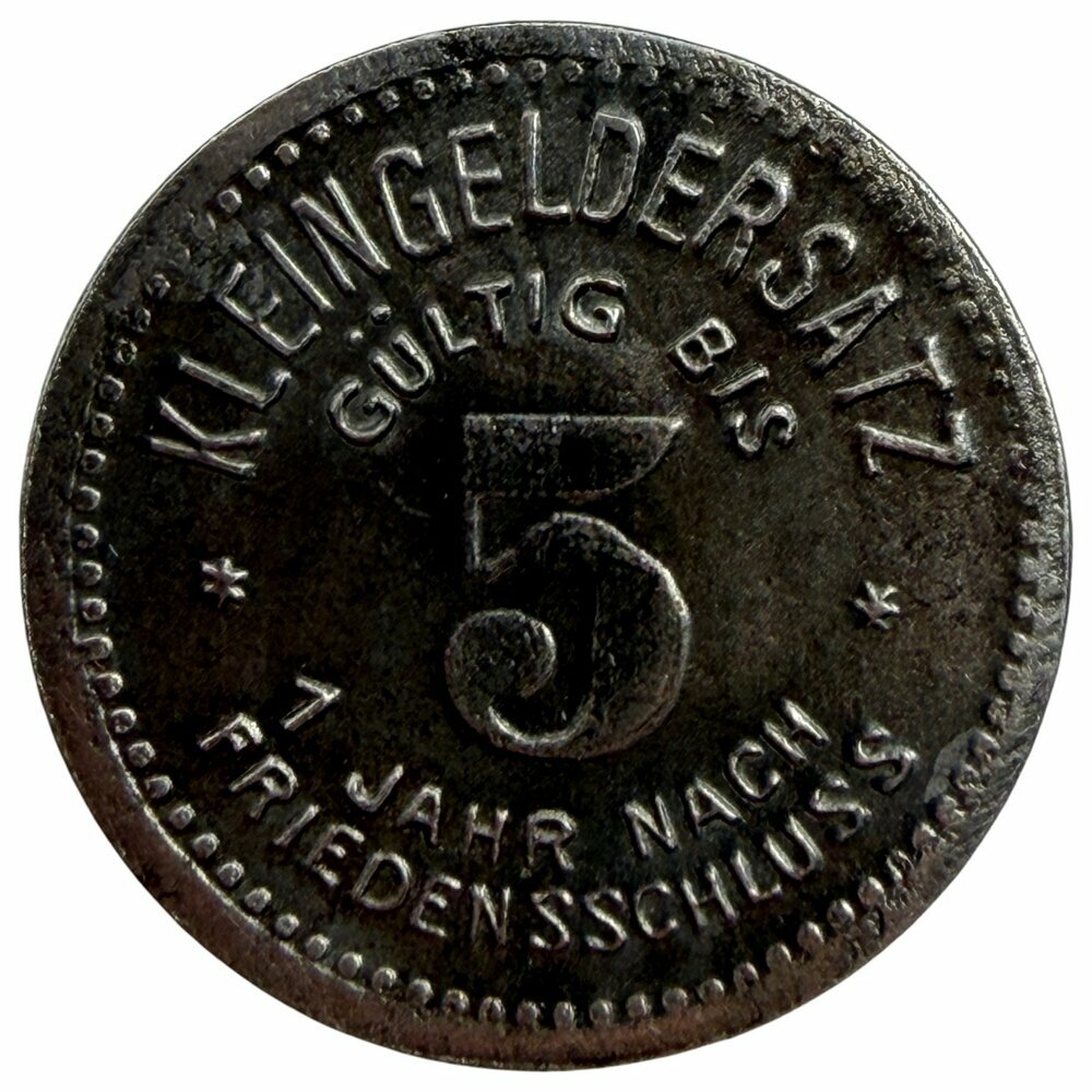 Германия, Германская империя, Мойзельвиц 5 пфеннигов 1918 г. (Fe)