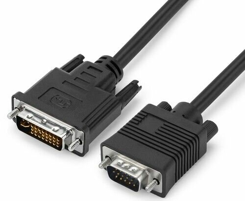 Кабель соединительный , разъмы DVI-I - VGA, длина 1 м, цвет- черный