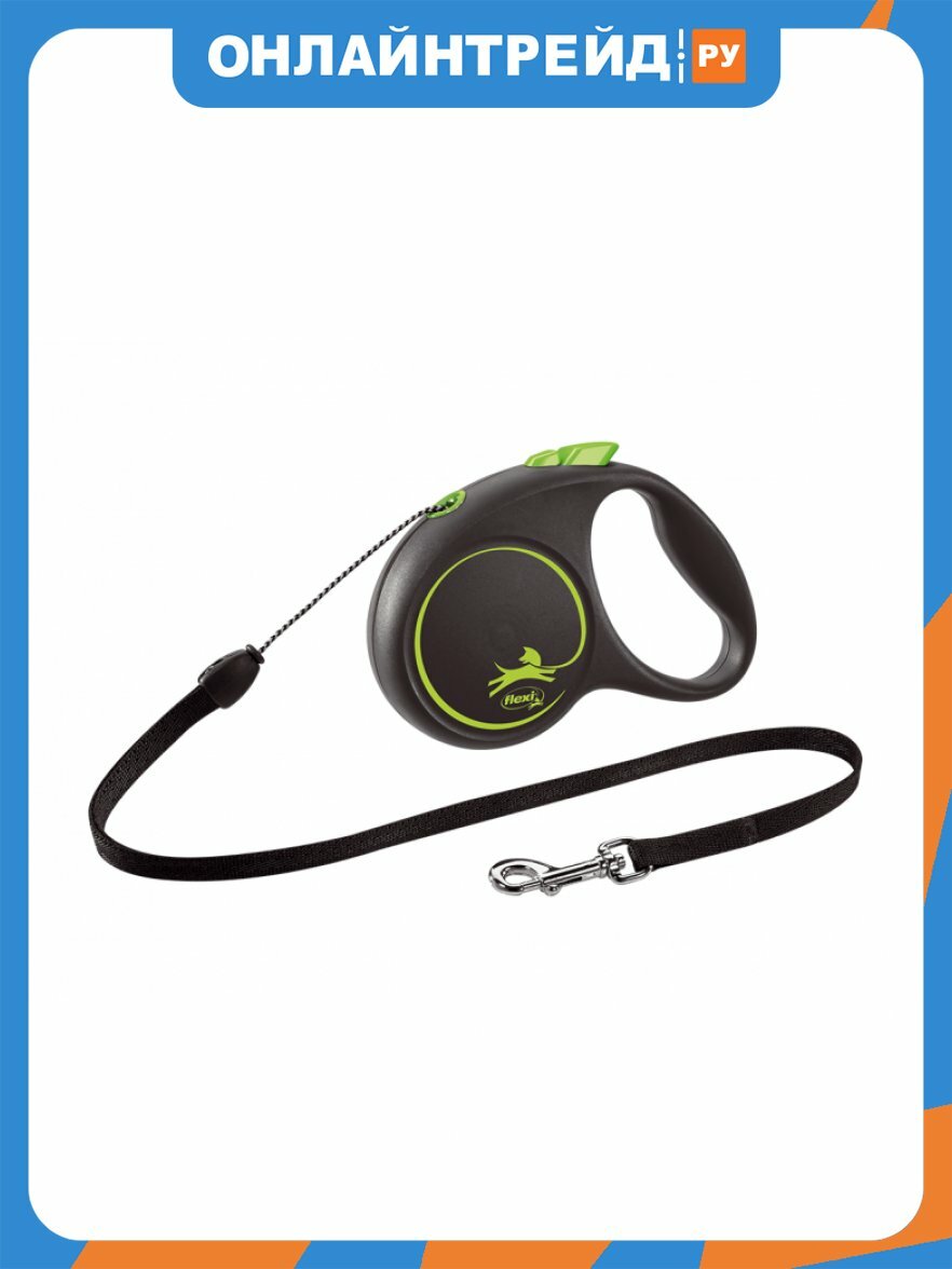Поводок-рулетка Flexi Design cord S, 5 м, 12 кг, зеленый