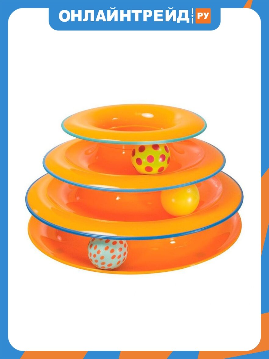 Игрушка для кошек Homecat трек пластиковый трехэтажный с мячиками 24,5х12 см