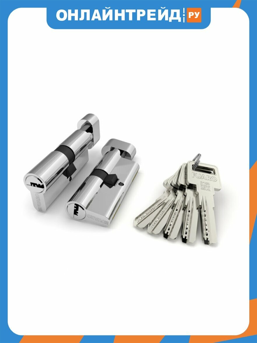 Цилиндровый механизм Fuaro (R602) R6002 Knob 90 (35+10+45) CP хром 5Key с вертушкой