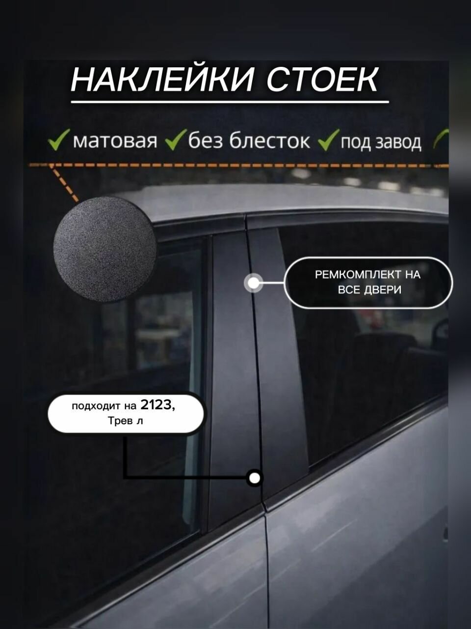 Наклейки стоек дверей подходит на модель 2123.
