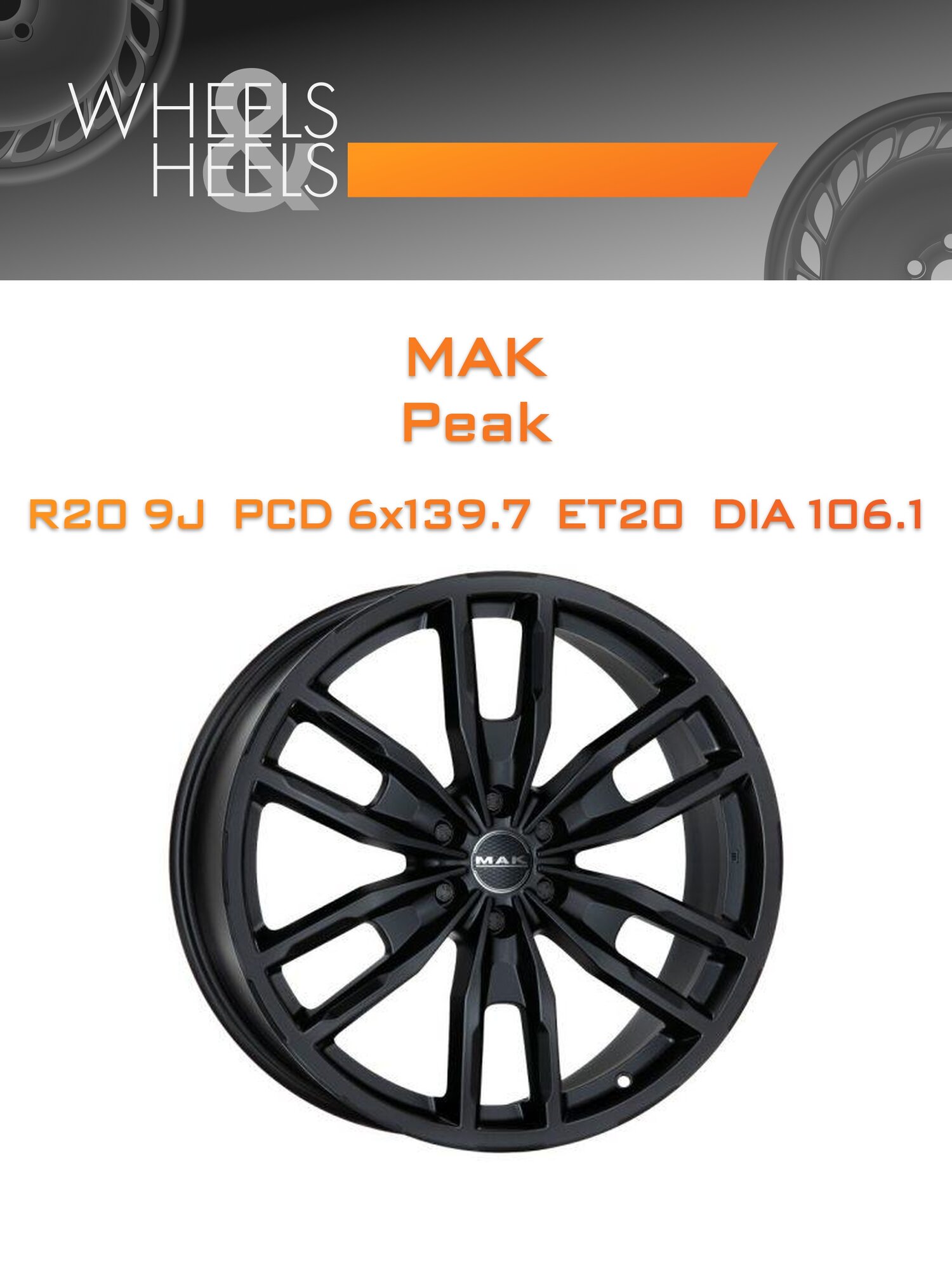 Диск автомобильный литой MAK Peak 20x9 6x139.7 et20 dia106.1 Чёрный матовый