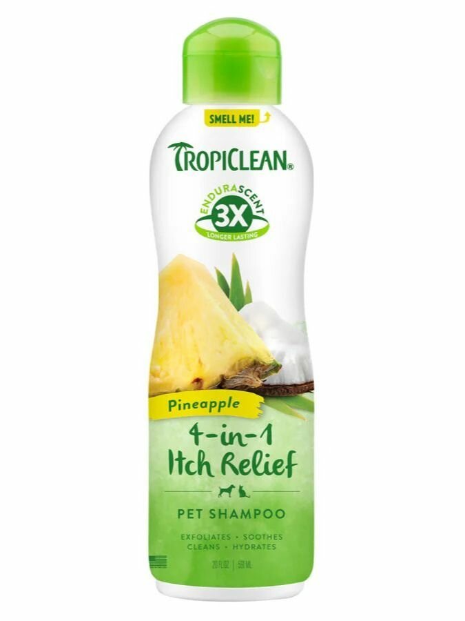 TropiClean EnduraScent Облегчение зуда шампунь для собак с ароматом ананаса
