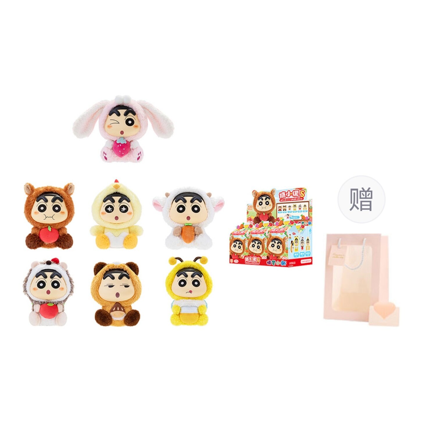 Плюшевая игрушка унисекс Spiritual Creations Crayon Shinchan Xiaoxin's Forest Adventure Q, Full Box 6 Pcs+Shopping Bag Set