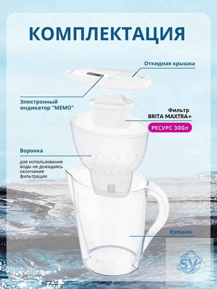 Фильтр-кувшин Brita Marella XL 3.5 л белый с 1 картриджем MAXYTRA+ для очистки воды — фото 1