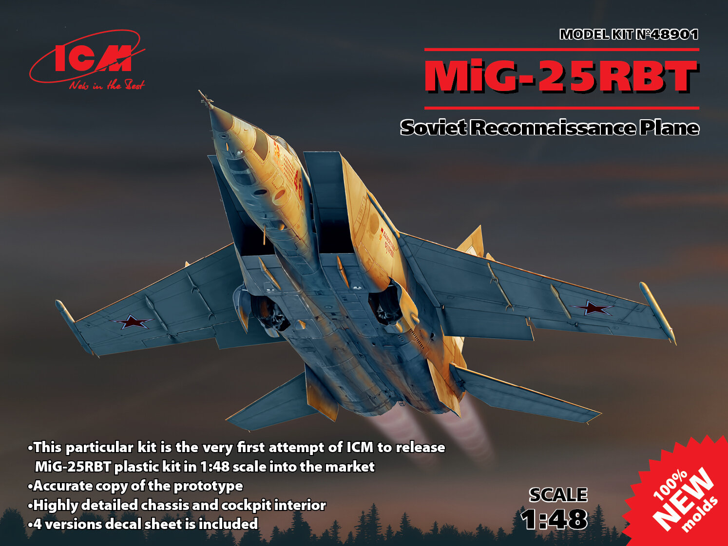 Сборная модель ICM 1/48 Советский самолет-разведчик МиГ-25 РБТ