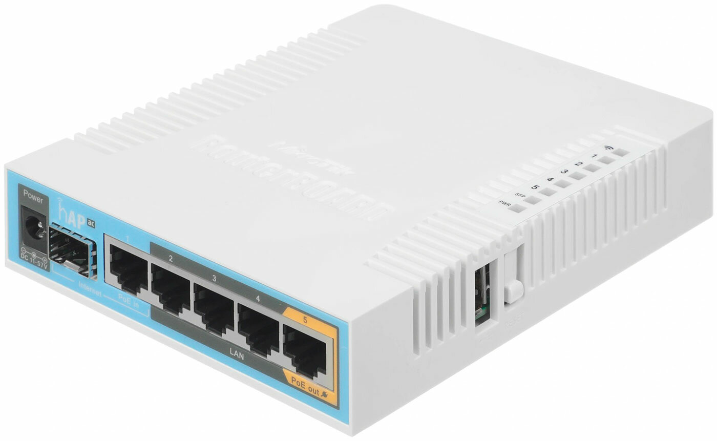 Маршрутизатор MikroTik hAP ac, AC1750, 5*10/100/1000 LAN, 1*SFP, USB (RB962UiGS-5HacT2HnT)