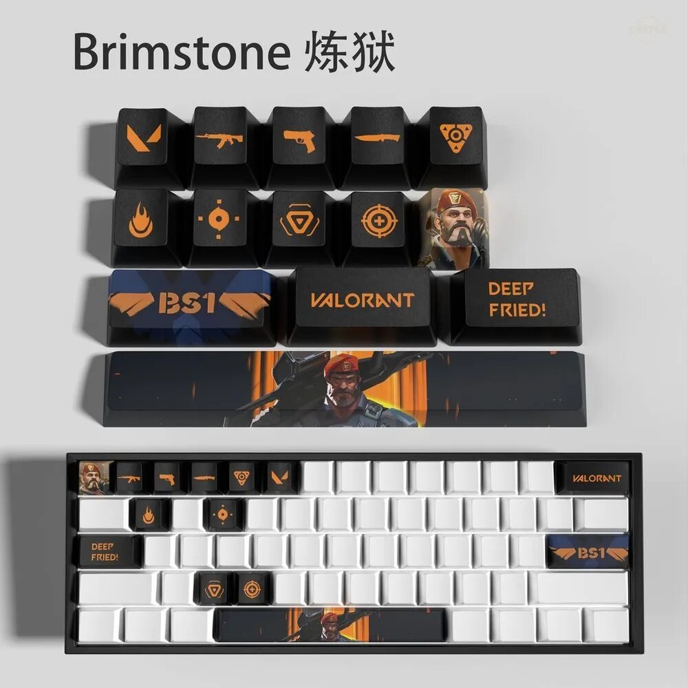 Комплект кейкапов для темы Valorant / PBT Keycaps 14 Клавиш / Кейкапы для механической клавиатуры