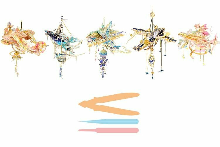 **Набор для сборки 3D металлической модели Art Model Yunfengling, All 5 Styles Wind Chimes+Tool Bags**
