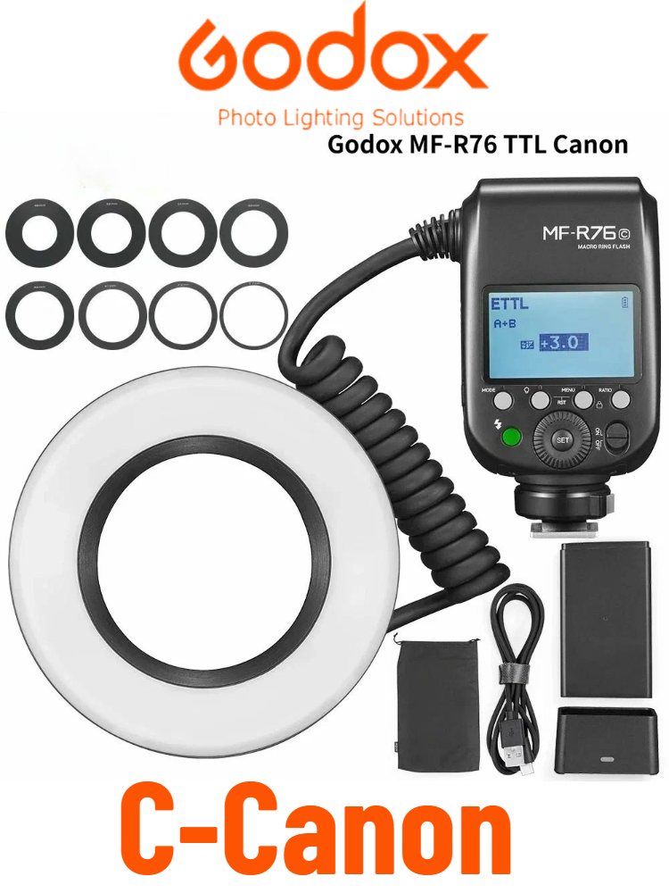 Godox MF-R76 TTL Кольцевая подсветка HSS 2.4G Беспроводная светодиодная вспышка Speedlite для макросъемки-Canon