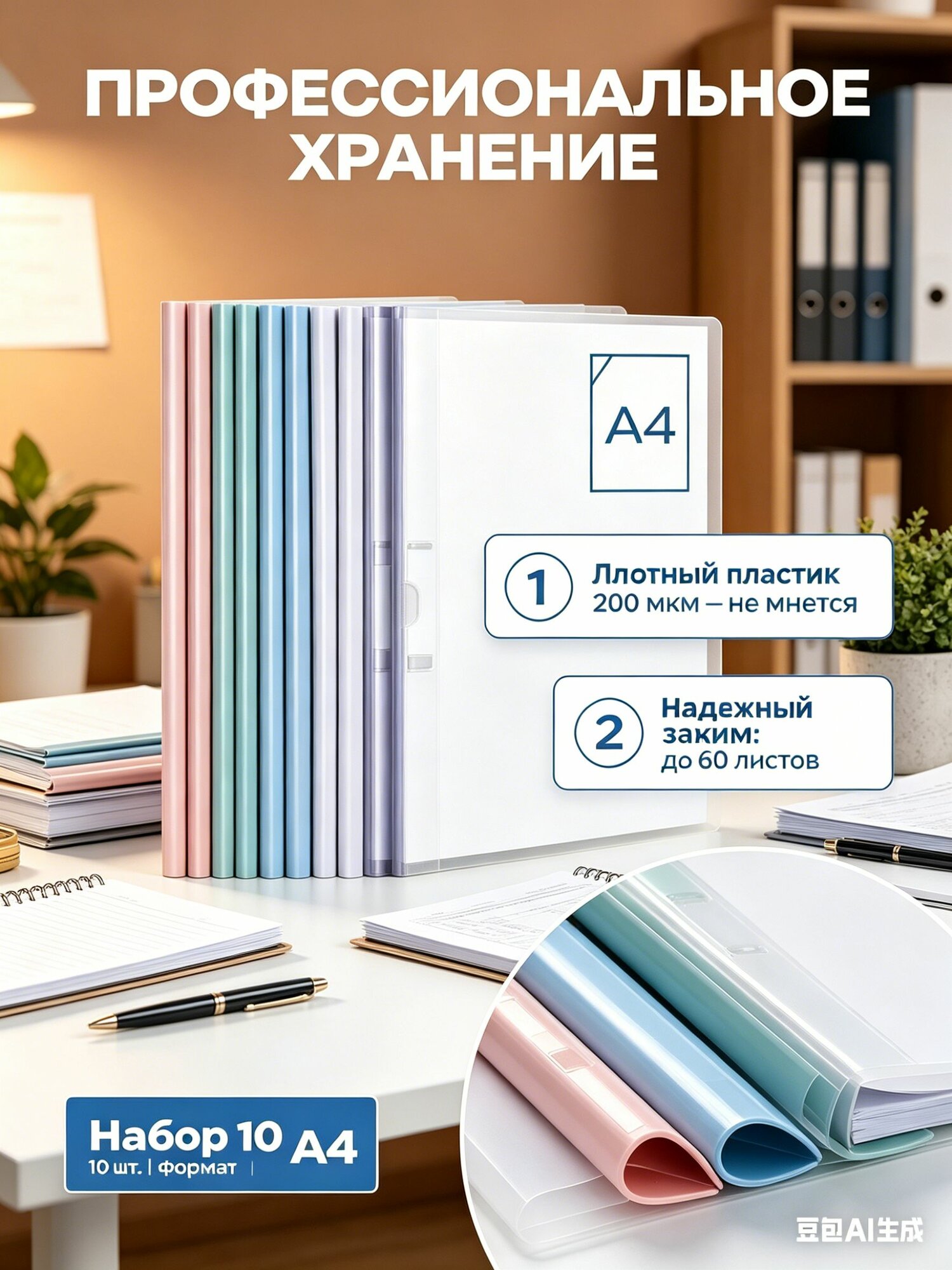 Папка для труда A4, 10 шт.