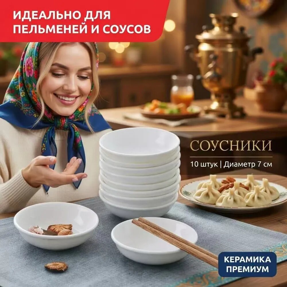 Тарелка десертная 7 см 10 шт белый