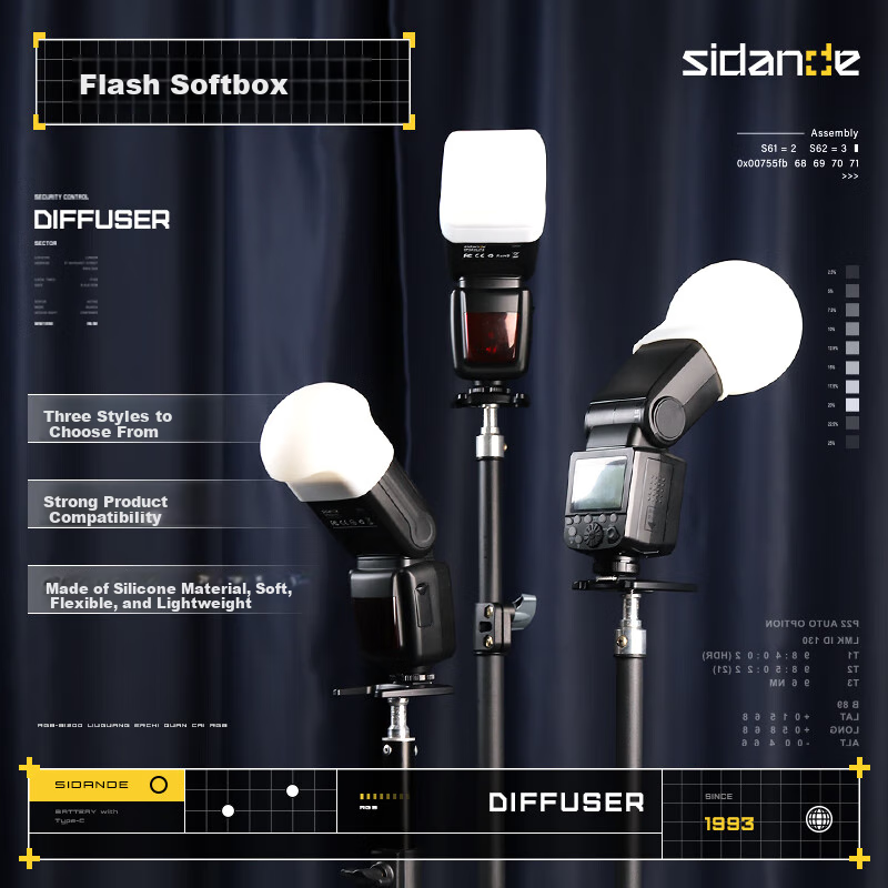 Набор складных полусферических силиконовых софтбоксов Sidande для FK580 FK300 Цвет：Складной + Полусфера + Сферический |