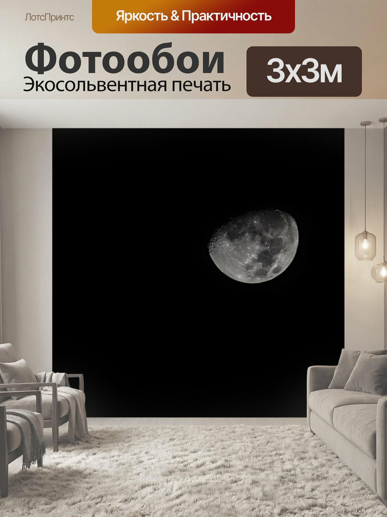 Фотообои "Черное и белое, ночь, темный" 300x300 см. экосольвентная печать