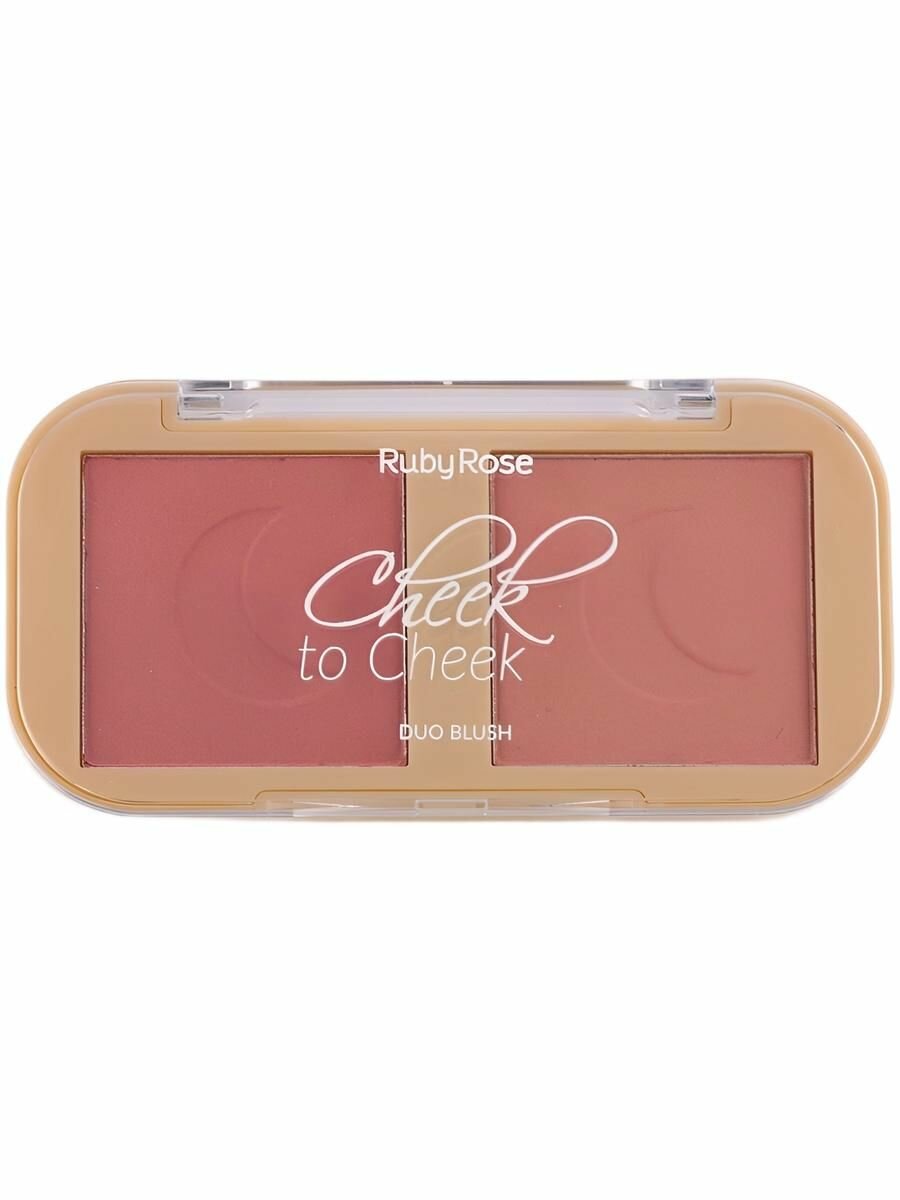 Румяна для лица (2 в 1) Ruby Rose Cheek to Cheek - палетка 2 в 1, естественный румянец + контур, стойкие HB-576.1