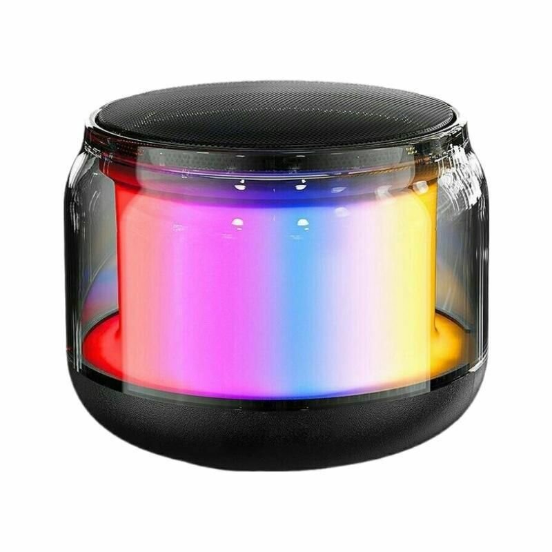 Портативная колонка беспроводная Bluetooth прозрачная с RGB подсветкой черная