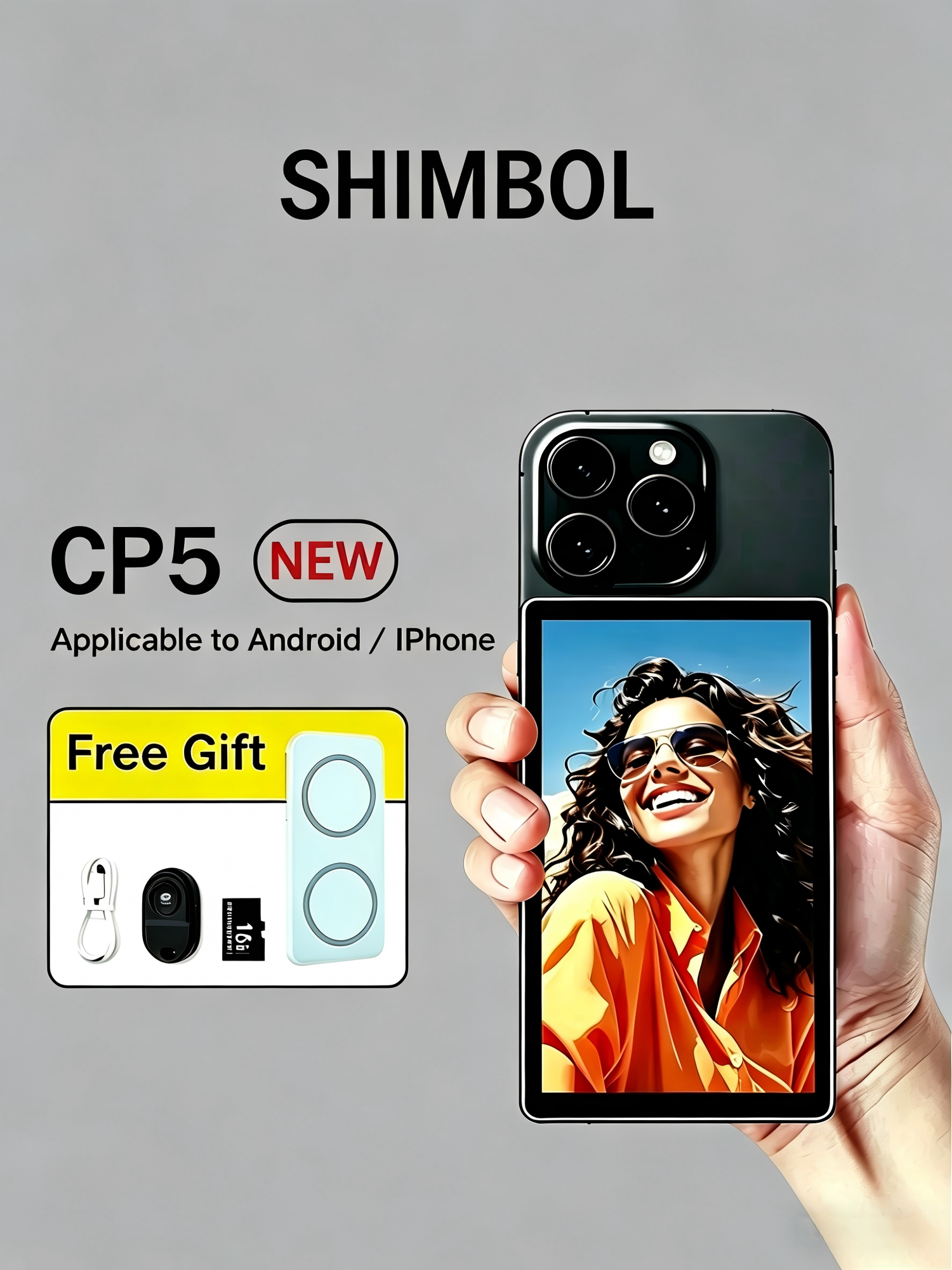 SHIMBOL CP5, Селфи-дисплей для iPhone 15 16 proMax SAMSUNG S23 S24 XIAOMI 13 Ultra