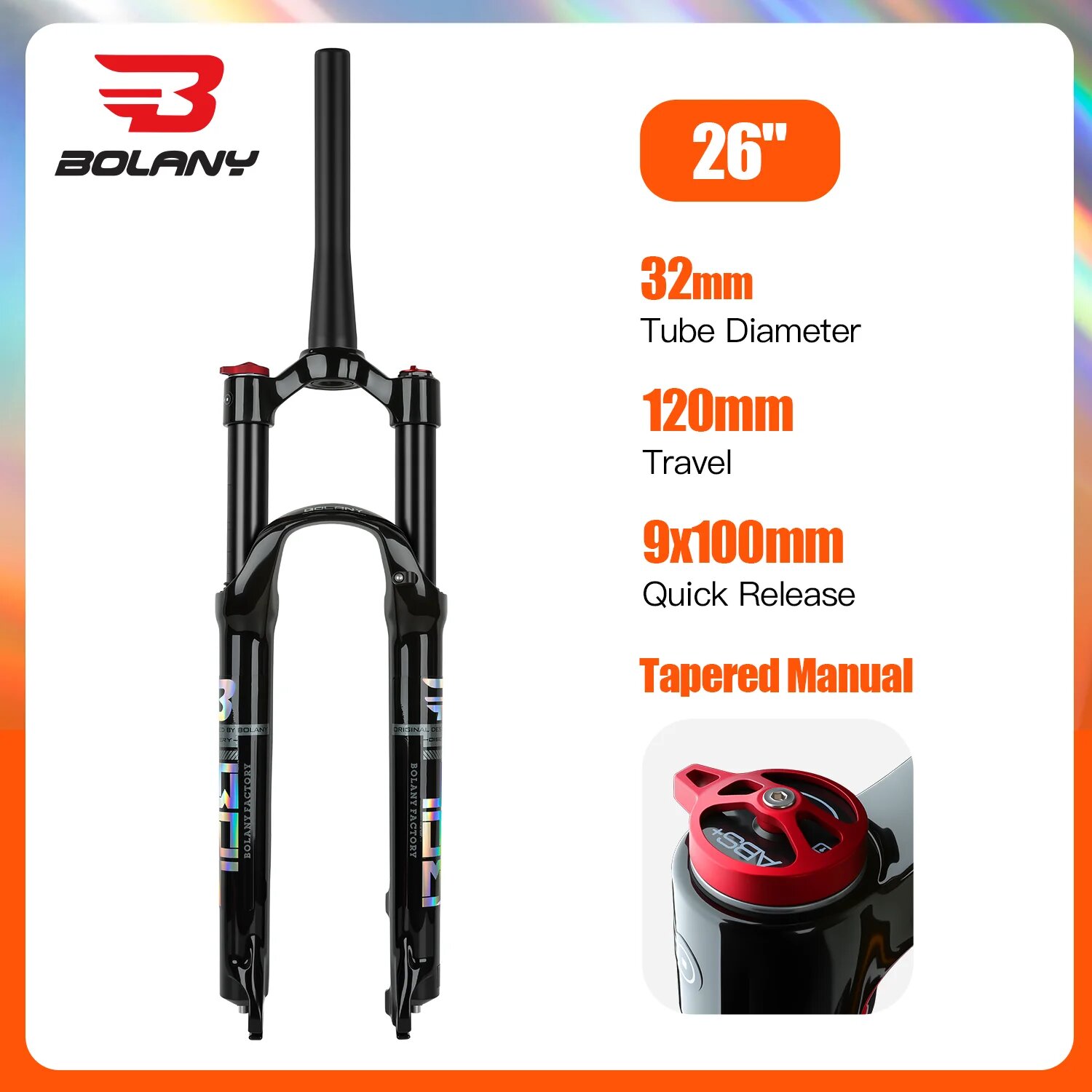 Вилка велосипедная BOLANY 26" Tapered Manual, цвет 26