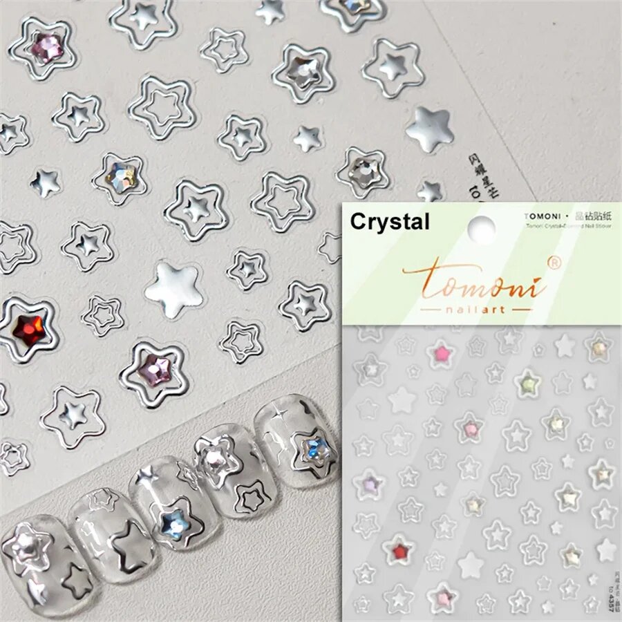 Наклейки для ногтей Tomoni Crystal серебряные TO4357