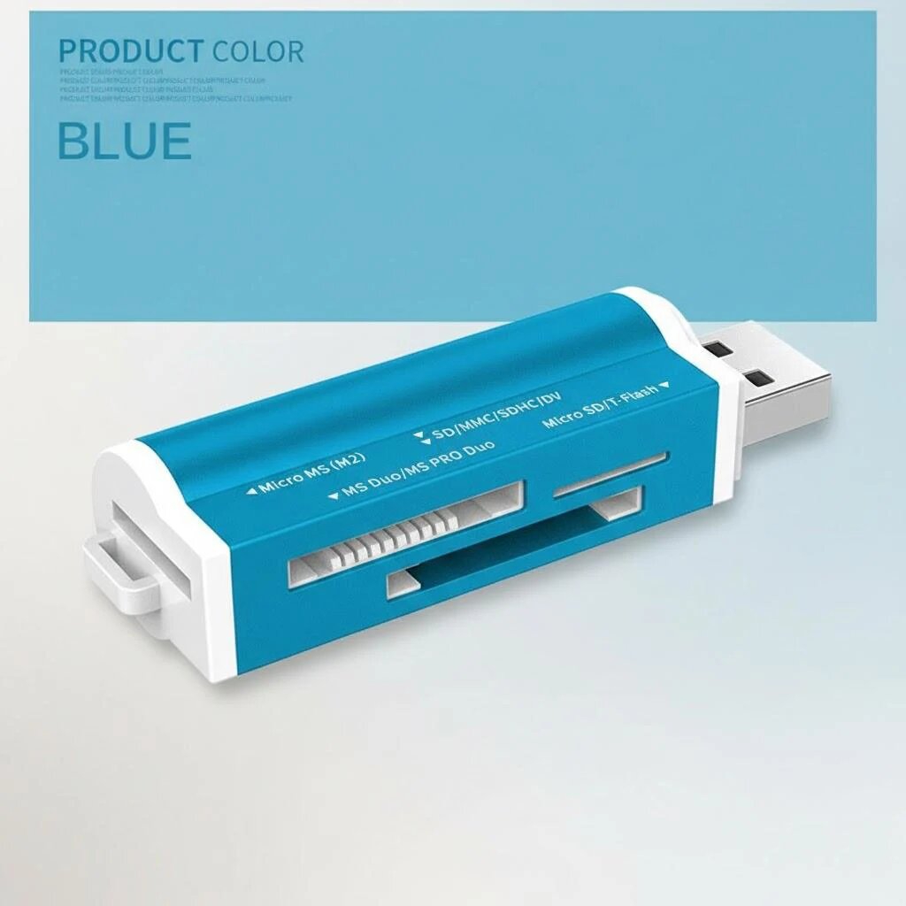 Картридер STONEGO USB 2.0 синий для Micro SD, MS карт
