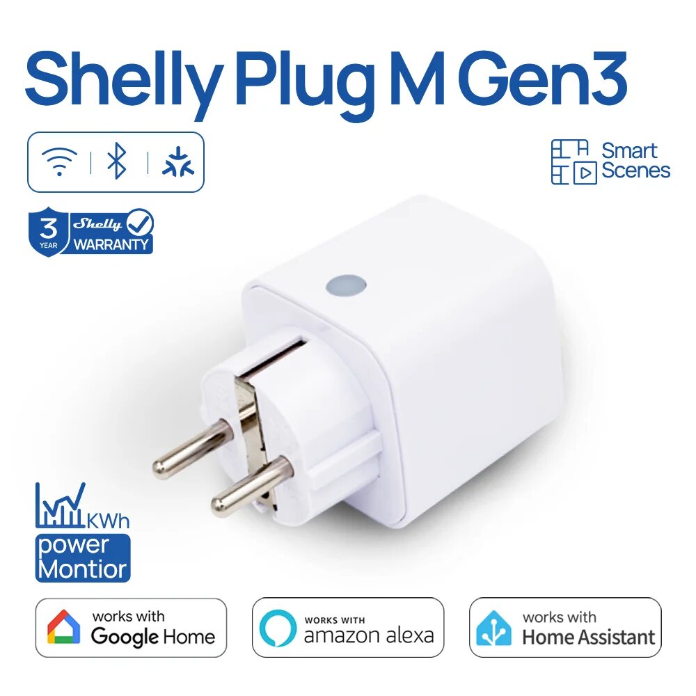 Shelly Plug M Gen3 Wi-Fi розеточка 2Pcs, Black