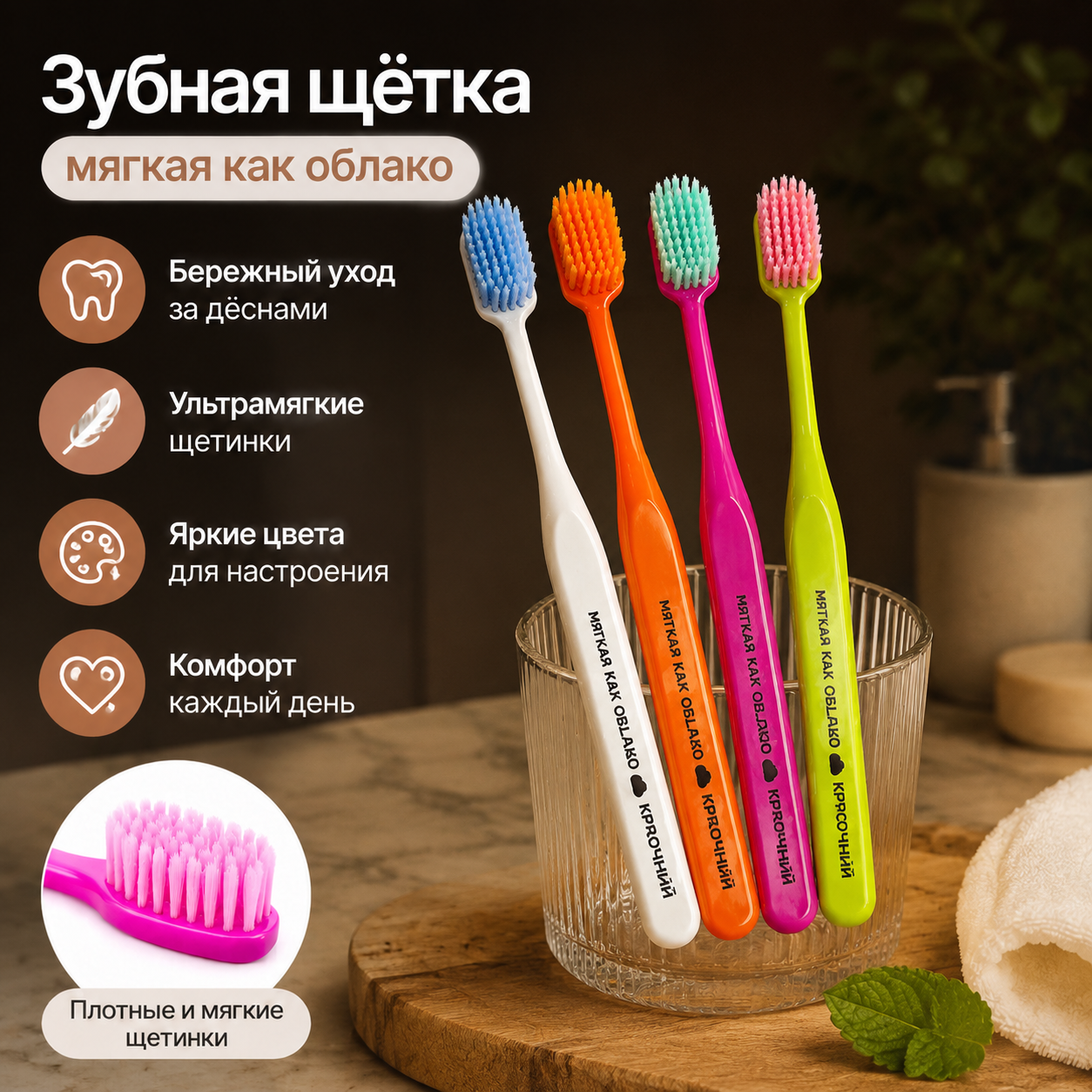 Зубная щетка pesitro 3980 щетки médias набор 2 шт. гигиена