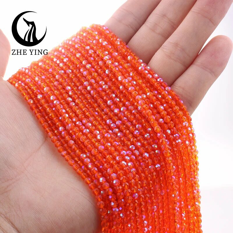 Хрустальные бусины AB, 2/3 мм, стекло, для бижутерии Оранжевый, 3mm(50 strands), 37. Orange Yellow AB