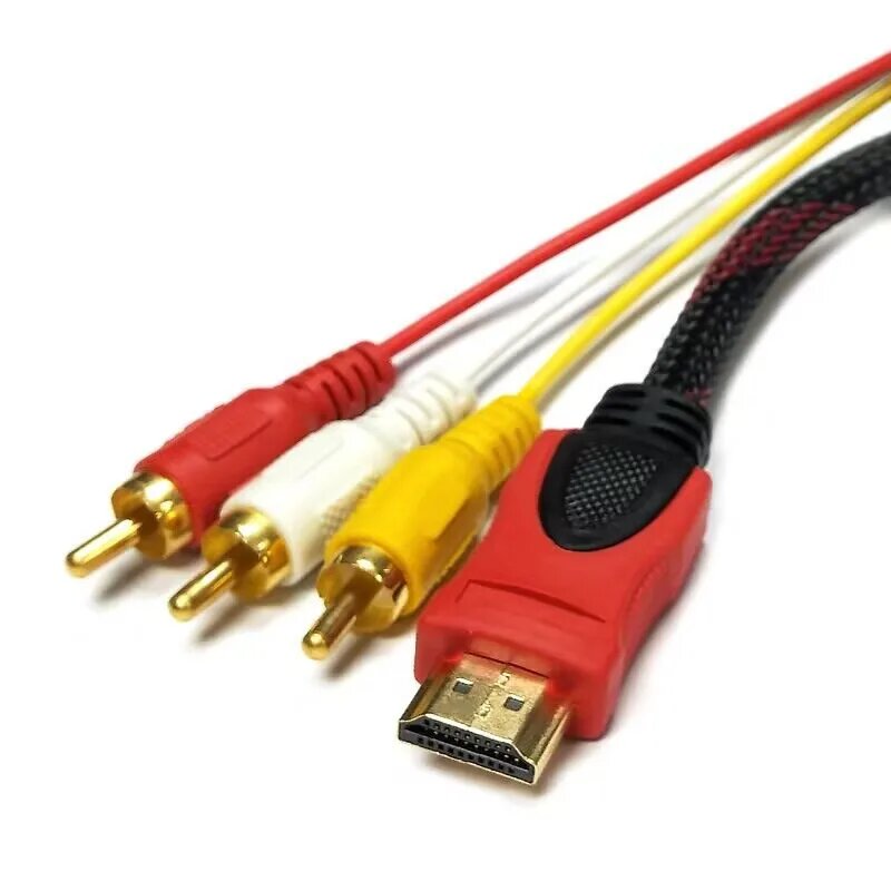 HDMI кабель-переходник на 3 RCA черный