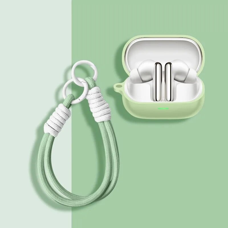 Силиконовый чехол для наушников Honor EarBuds 4 с веревкой Зеленый, Light Green